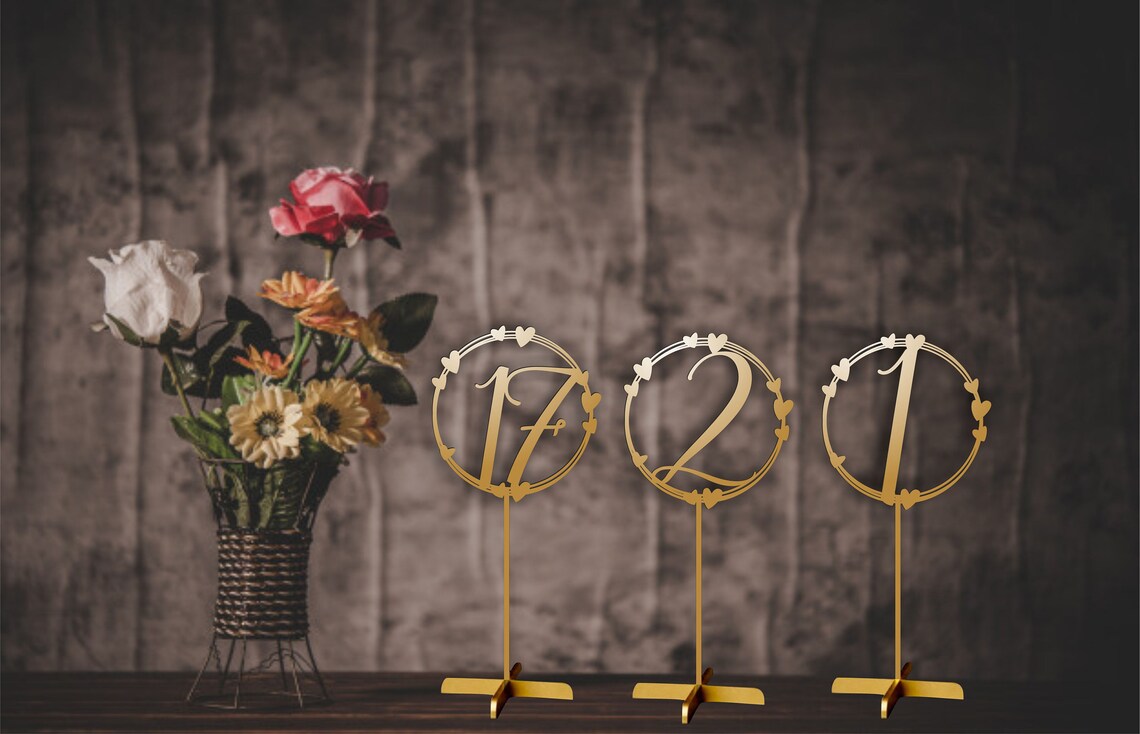 Table Number Gold Table Numbers Table Numbers with base | Etsy