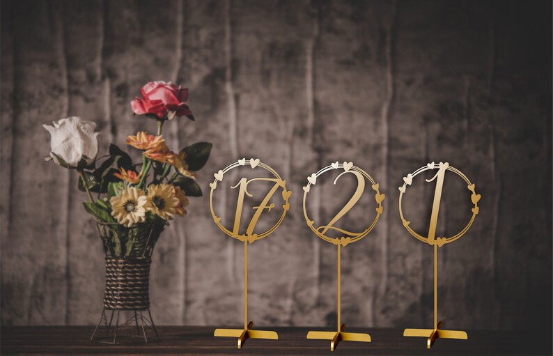 Table Number Gold Table Numbers Table Numbers with base | Etsy
