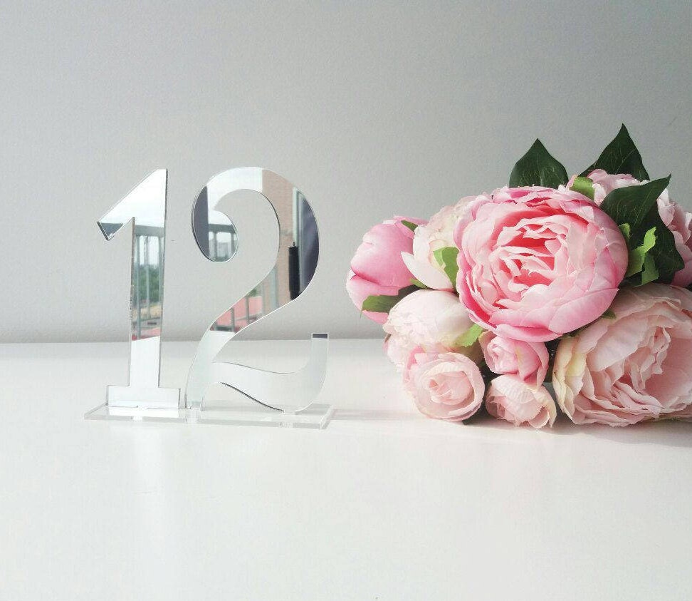 Mirror Acrylic Table Numbers.silver Mirror Table Numbers - Etsy