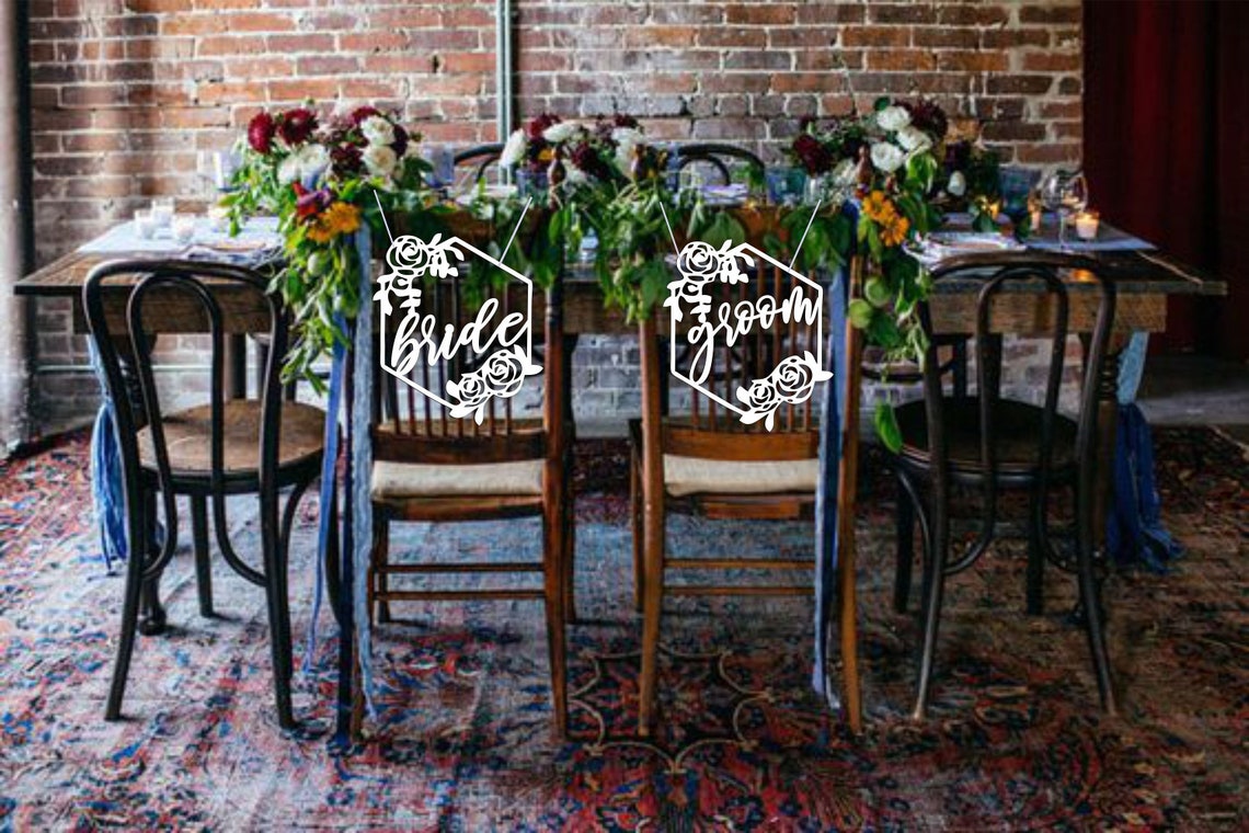 Bride and Groom Chair Sign Elegant Wedding Bride Groom Chair - Etsy