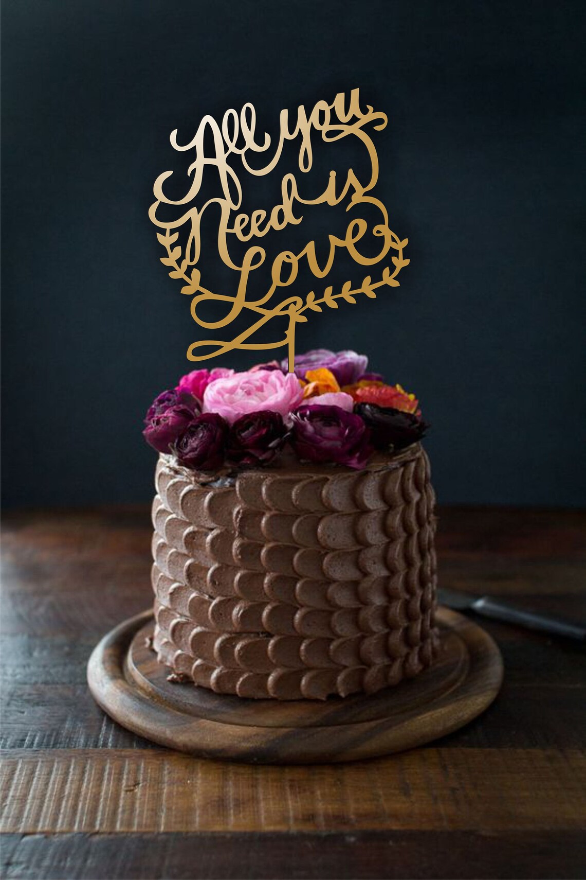 Cake Topper All You Need is Love Gold Cake - Etsy