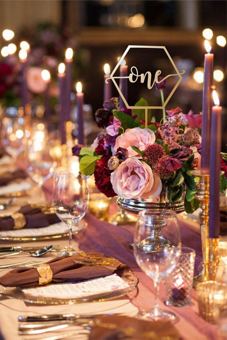 Table Numbers Hexagon Table Numbers Wedding Table Numbers Gold | Etsy