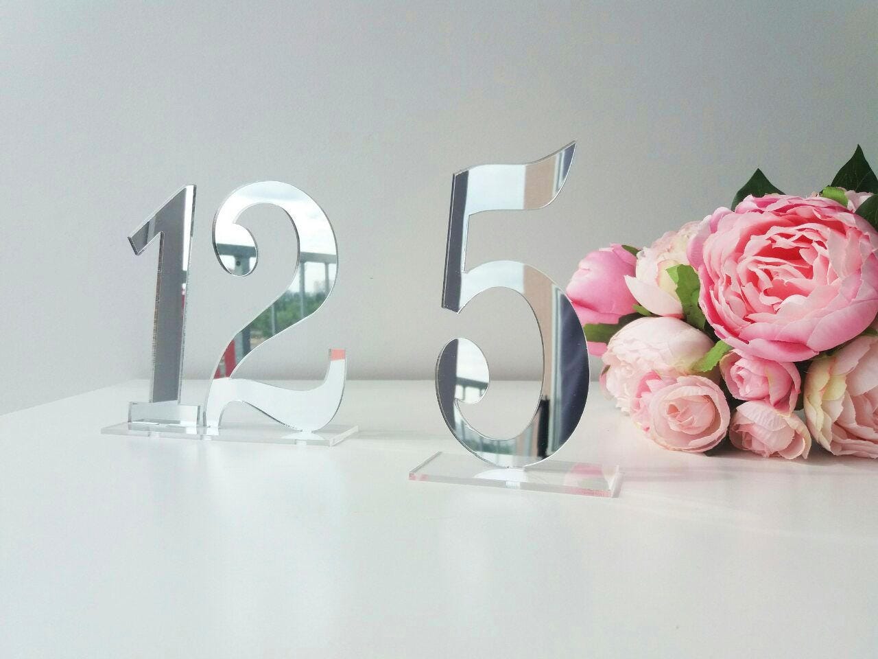 Mirror Acrylic Table Numbers.silver Mirror Table Numbers - Etsy