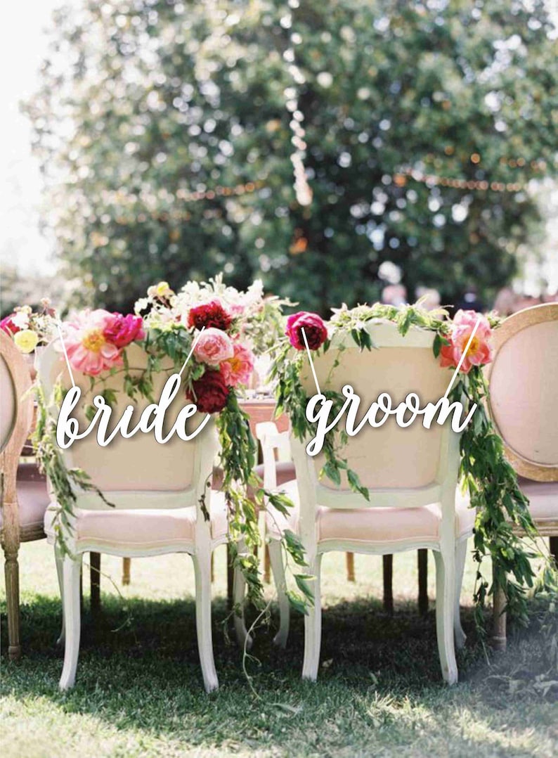 Bride Groom Chair Sign Wedding Chair Signs Laser Cut | Etsy