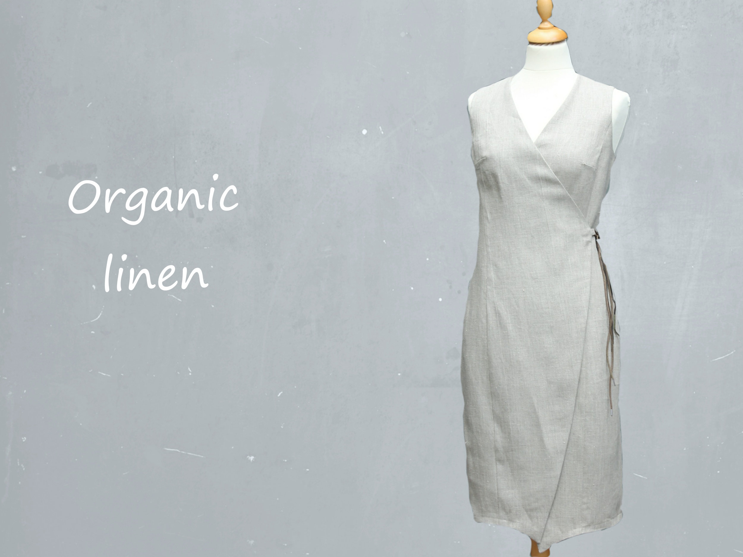 organic linen wrap dress, linen dress, biological linen, recyclable ...