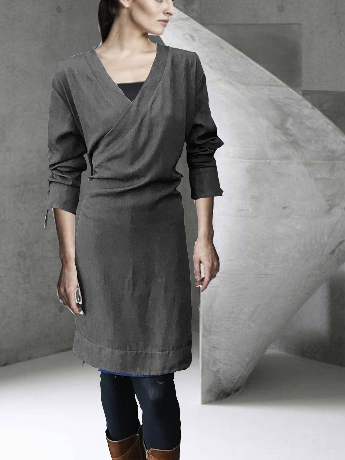 Tencel Wrap Tunic Dress Tencel Tunic Tencel Wrap Dress | Etsy