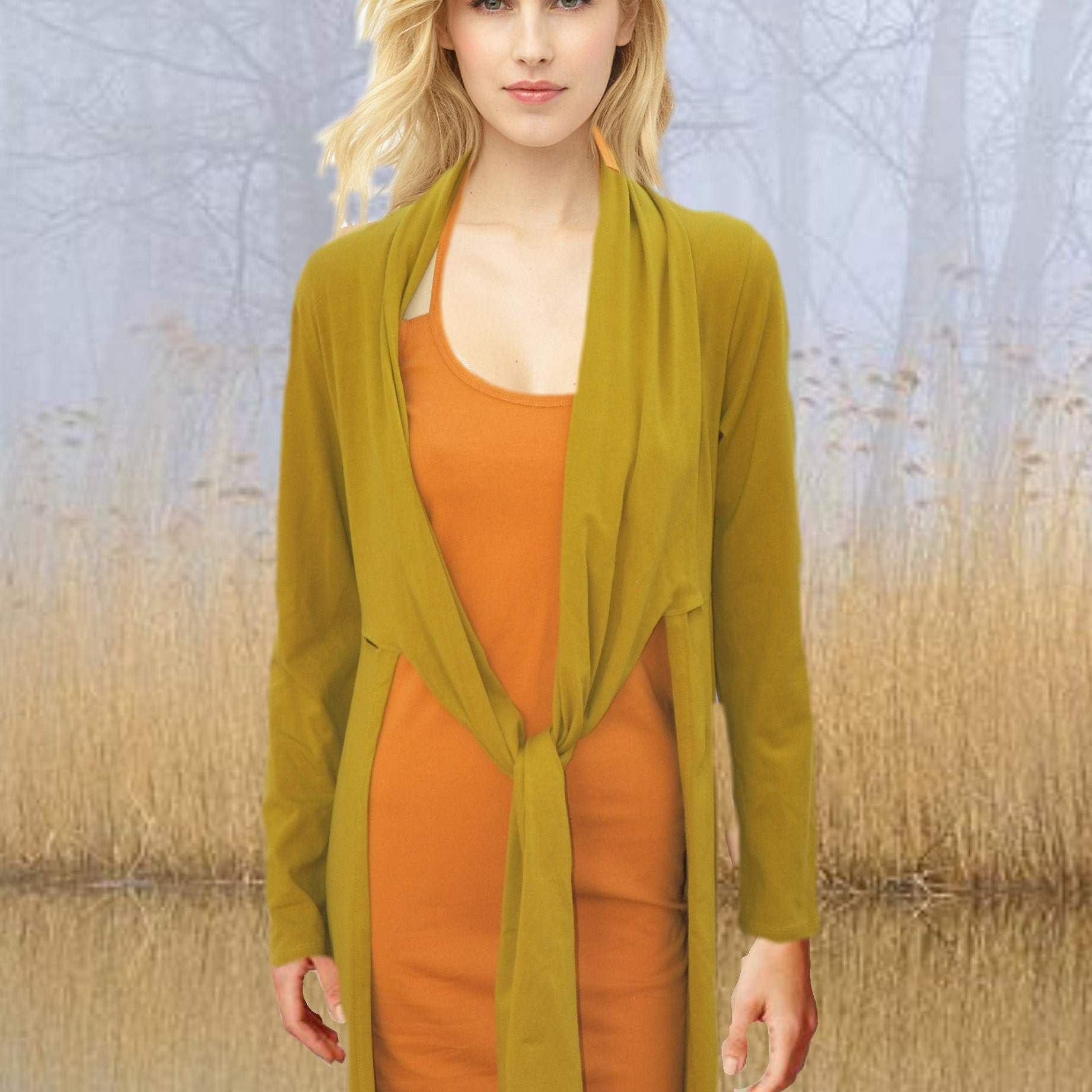 cardigan organic cotton, cardigan knot closure GOTS certified ...