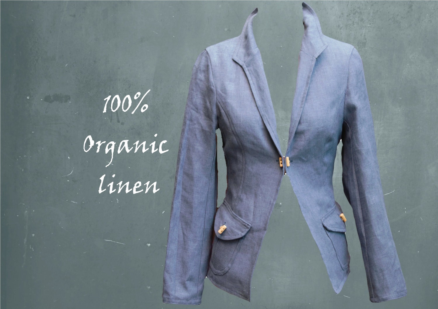 organic linen jacket, blazer, jacket biological linen, handmade jacket ...