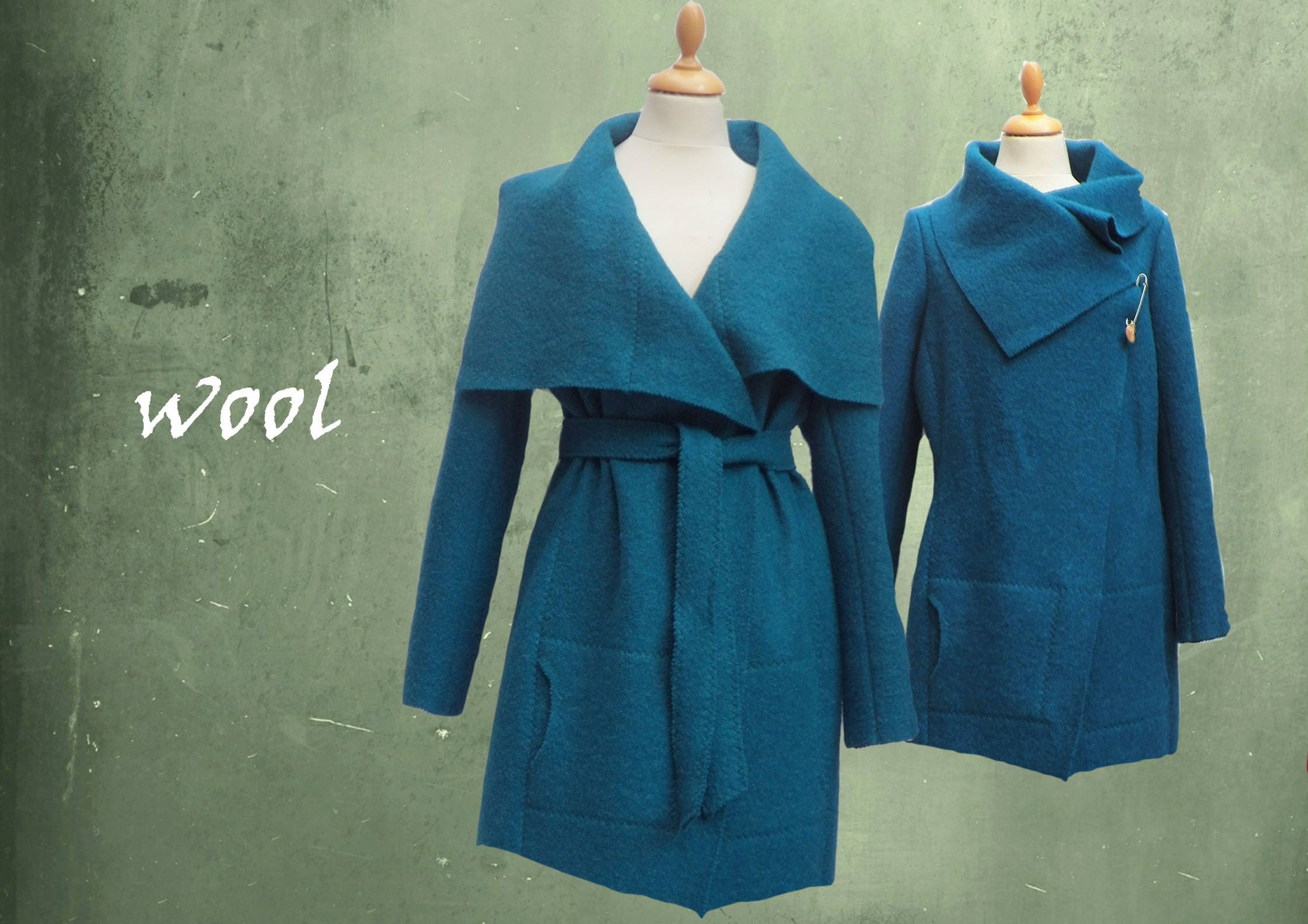 Woolen jacket, vest-jacket in boiled wool, recycable jacket