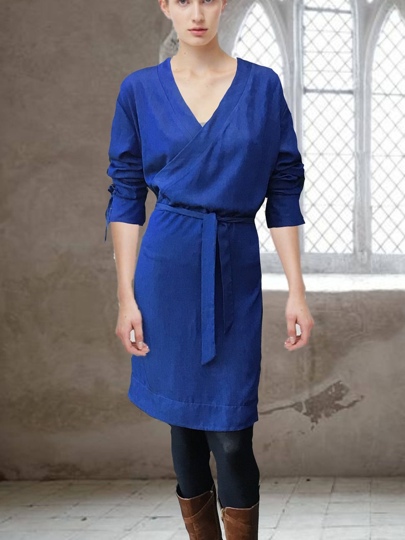 Tencel Wrap Tunic Dress Tencel Tunic Tencel Wrap Dress | Etsy