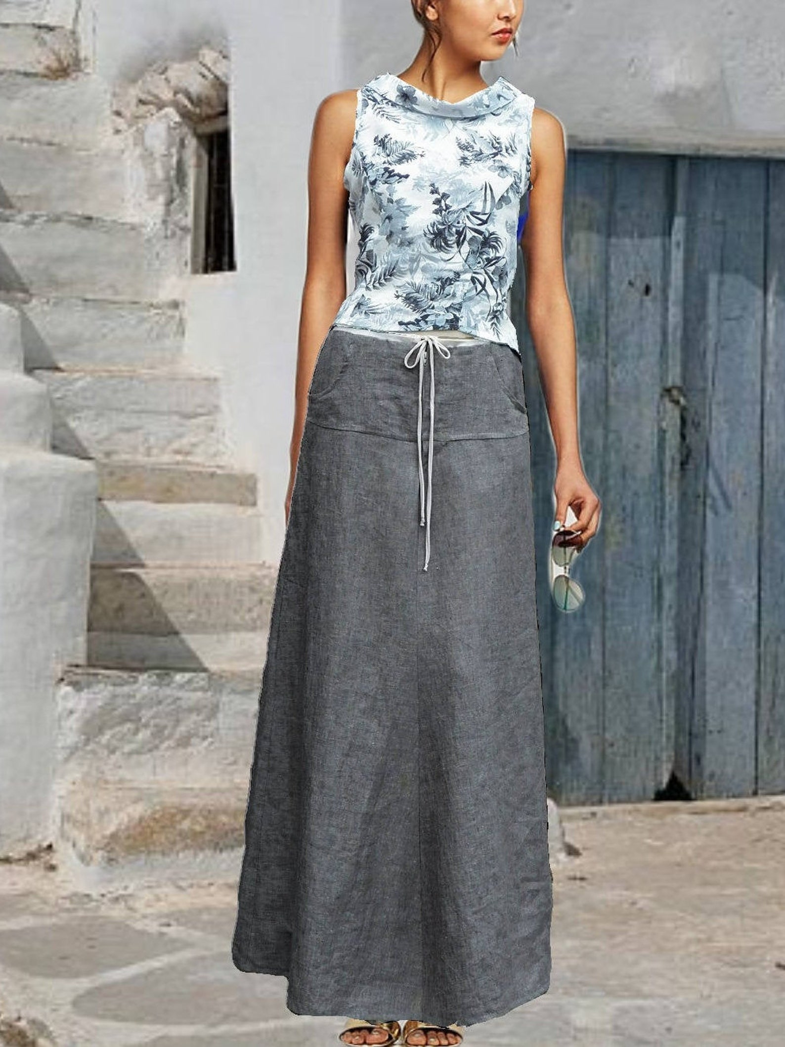 Long Linen Skirt Long Wide Summer Skirt Long Beach Skirt | Etsy