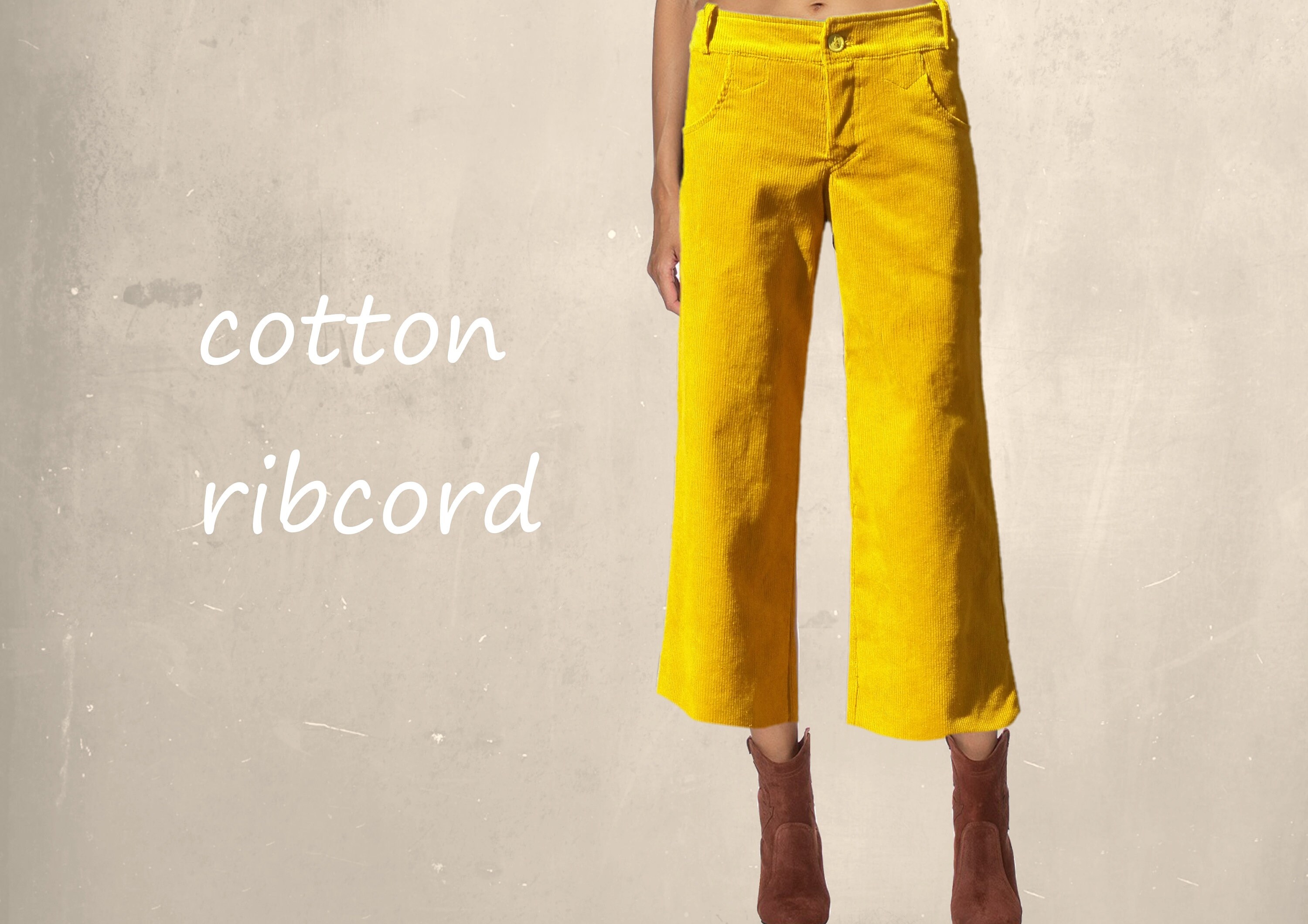 Culottes, Cropped heavy corduroy pants, Cropped cotton ribcord pants