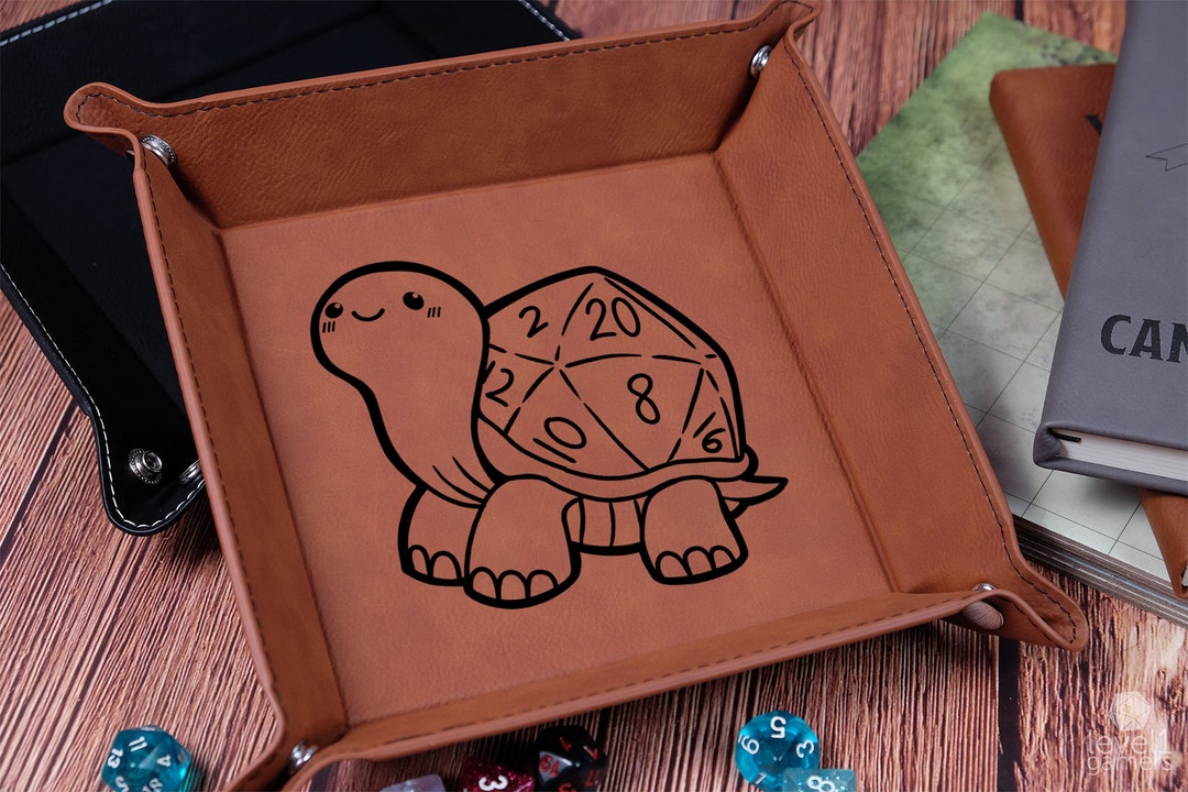D20 Turtle Dice Tray | Foldable Leather Tortoise Tray for Tabletop RPG ...