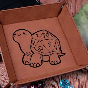 D20 Turtle Dice Tray | Foldable Leather Tortoise Tray for Tabletop RPG ...