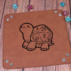 D20 Turtle Dice Tray | Foldable Leather Tortoise Tray for Tabletop RPG ...