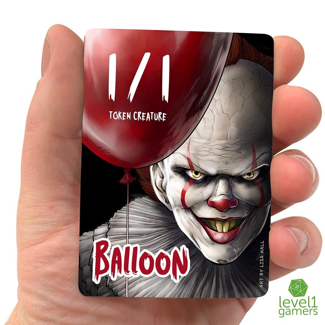 Balloon pennywise Metal Token Magic Card Hand-drawn Proxy Design Hand ...