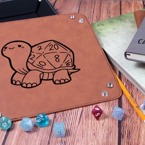 D20 Turtle Dice Tray | Foldable Leather Tortoise Tray for Tabletop RPG ...