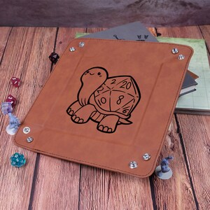 D20 Turtle Dice Tray | Foldable Leather Tortoise Tray for Tabletop RPG ...