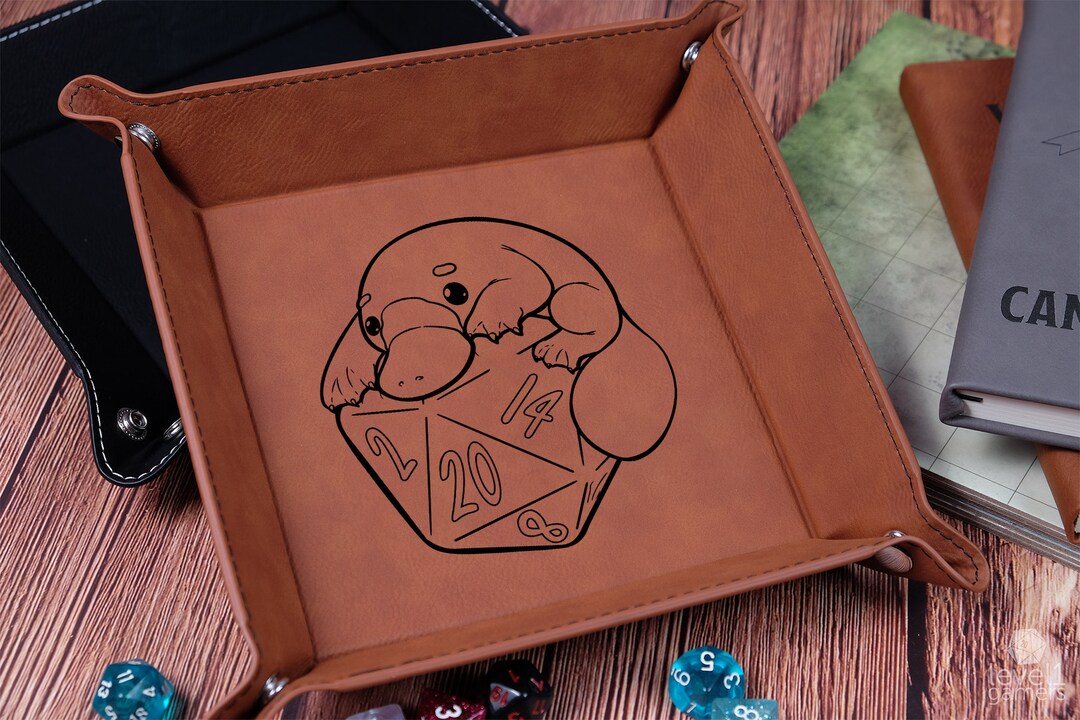 D20 Platypus Dice Tray | Foldable Leather Dice Tray for Monotremes ...