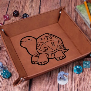 D20 Turtle Dice Tray | Foldable Leather Tortoise Tray for Tabletop RPG ...