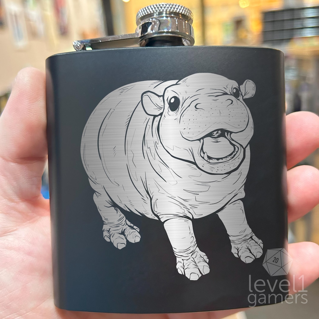 Baby Pygmy Hippo Flask: Laser Engraved Stainless Steel, D&D Gamer Gift ...