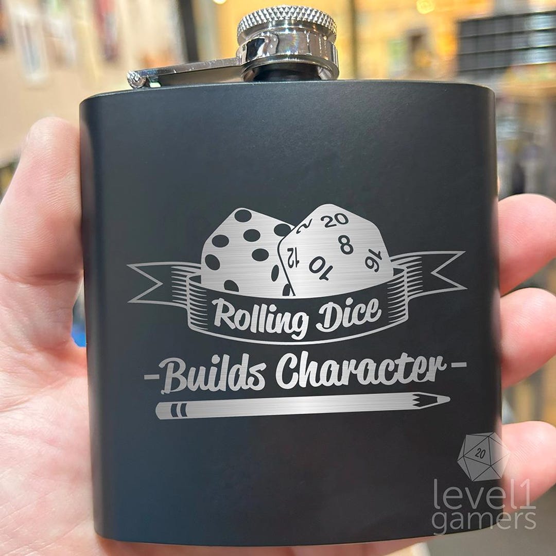 D&D Gamer Flask: Laser Engraved Dice, Stainless Steel 6oz - Etsy