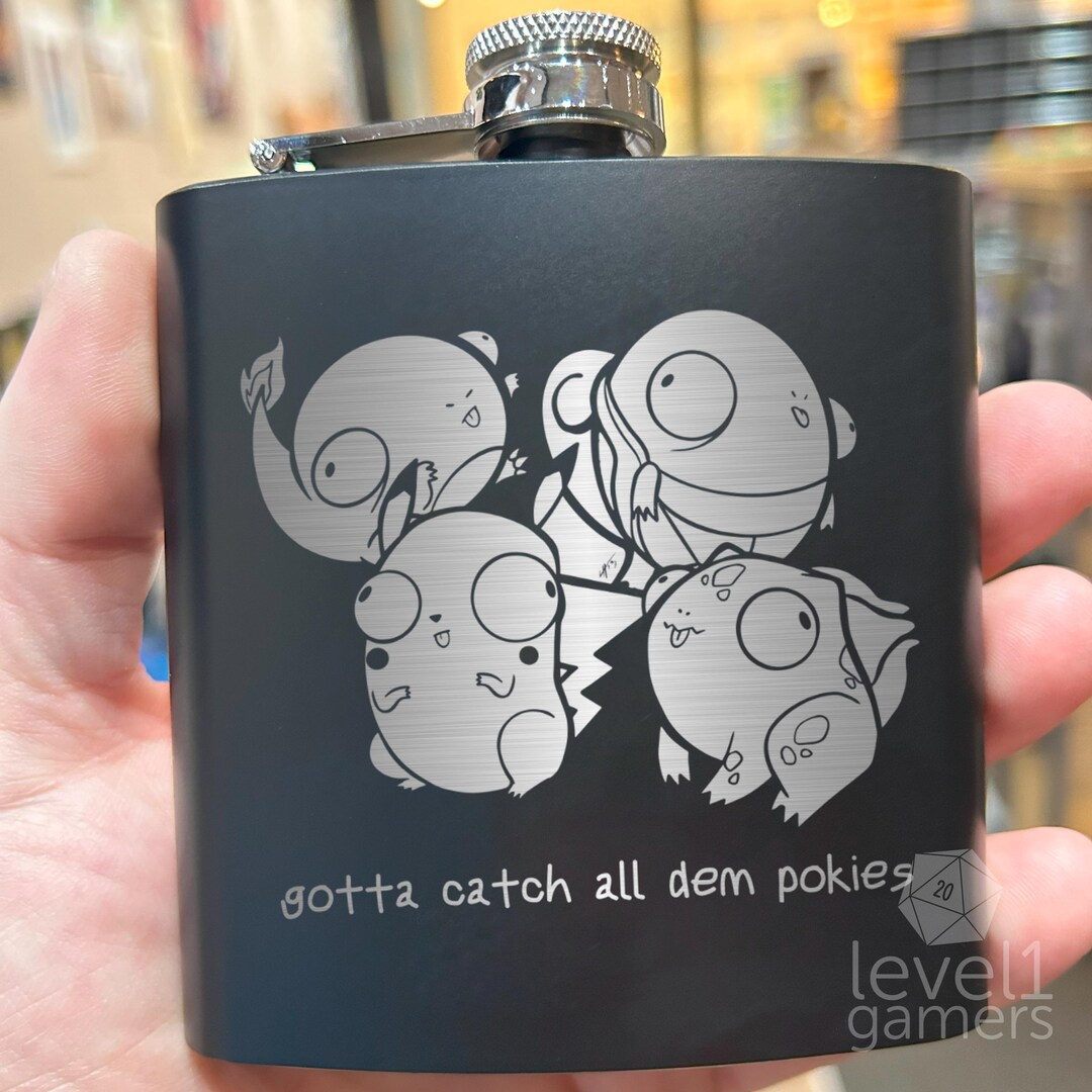 Gamer Fuel Flask | Laser Engraved Derpy Creatures, Stainless Steel 6oz ...