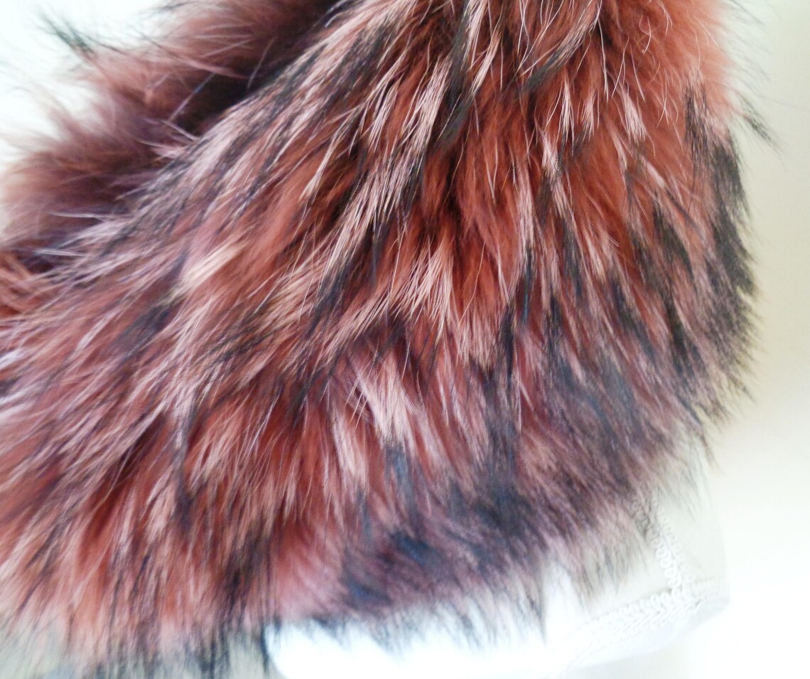 Genuine Raccoon Fur Dark Rose Colored Soft Light Warm Elegant Snood ...
