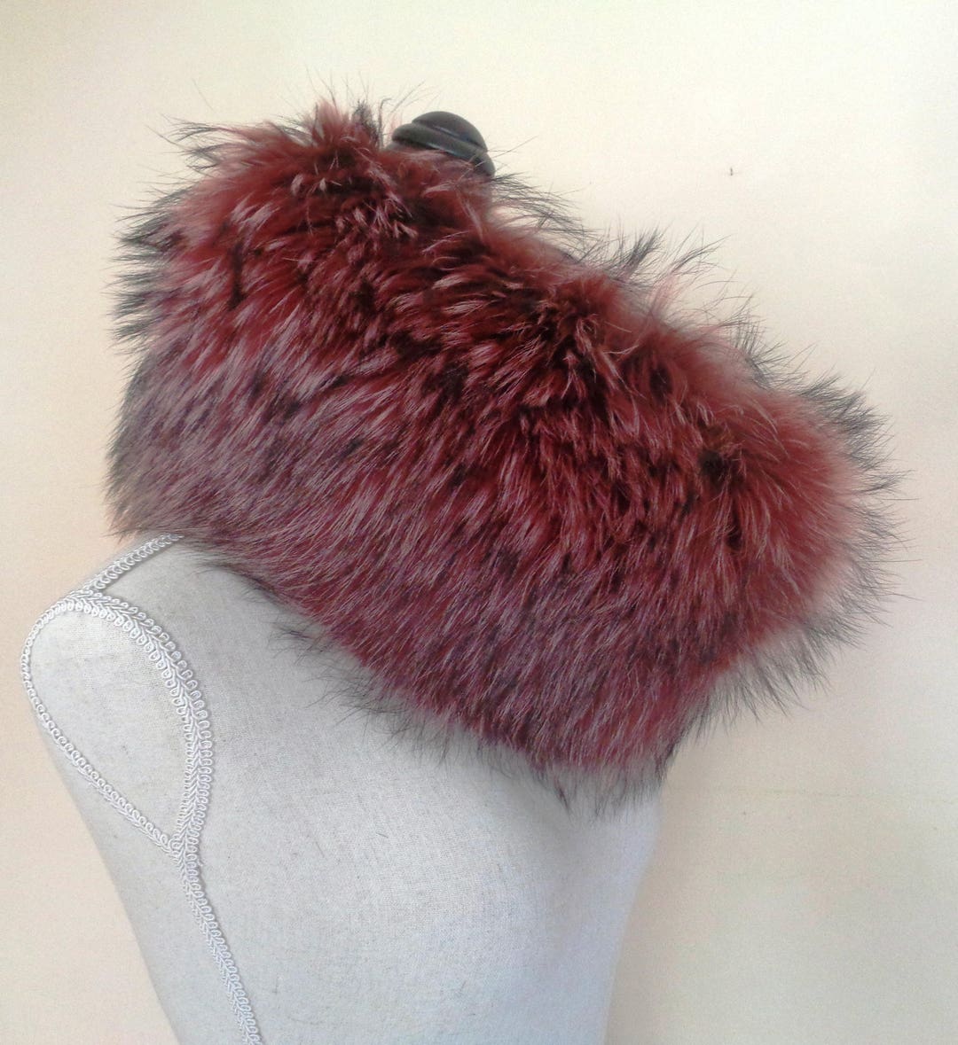 Genuine Raccoon Fur Dark Rose Colored Soft Light Warm Elegant Snood ...