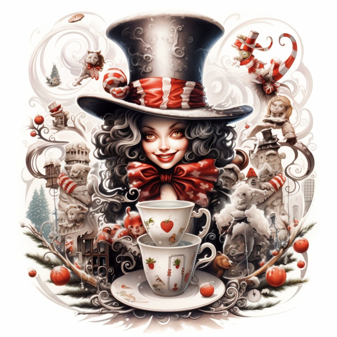 Christmas Alice in Wonderland, 5 Prints ,festive Season, Winter ...