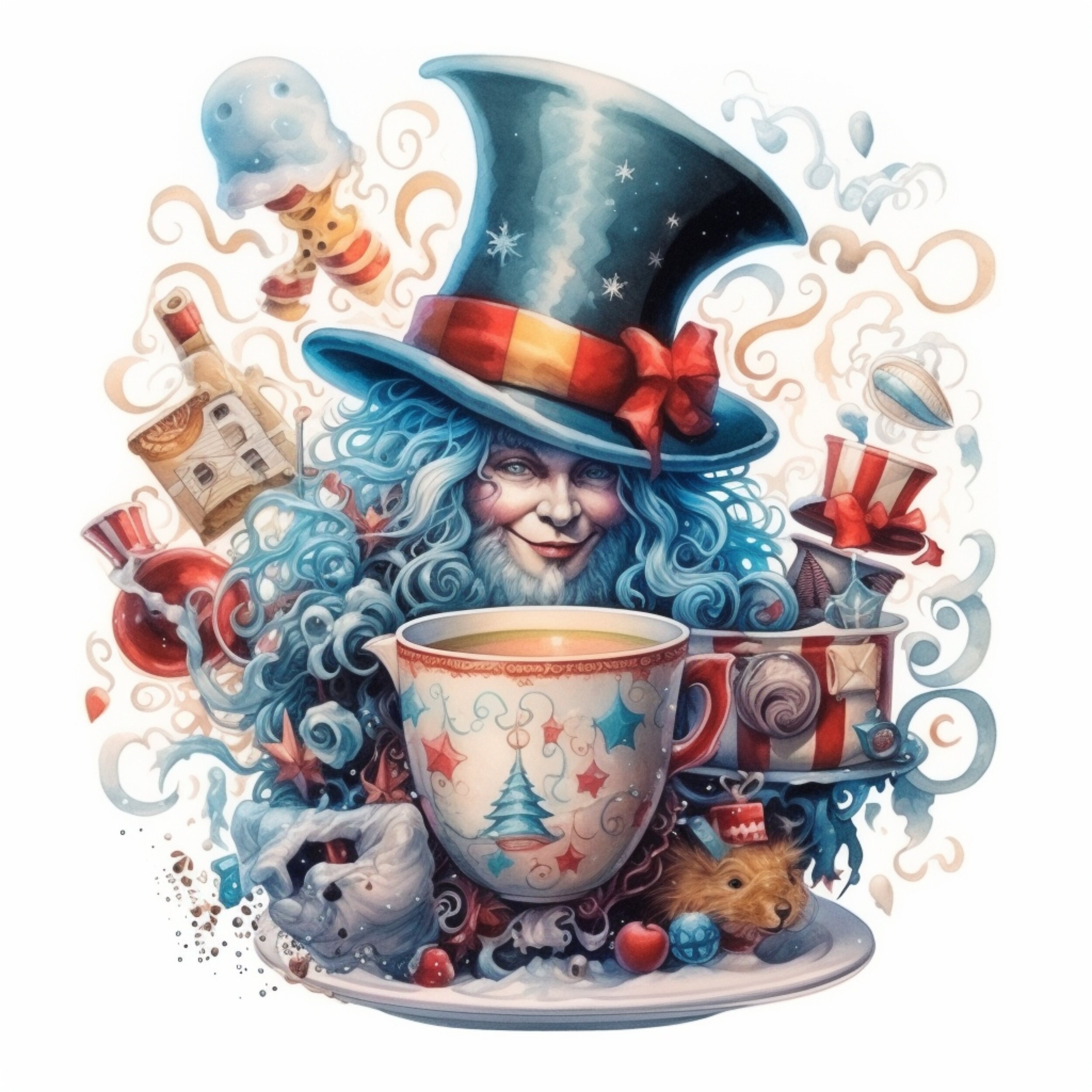 Christmas Alice in Wonderland, 5 Prints ,festive Season, Winter ...