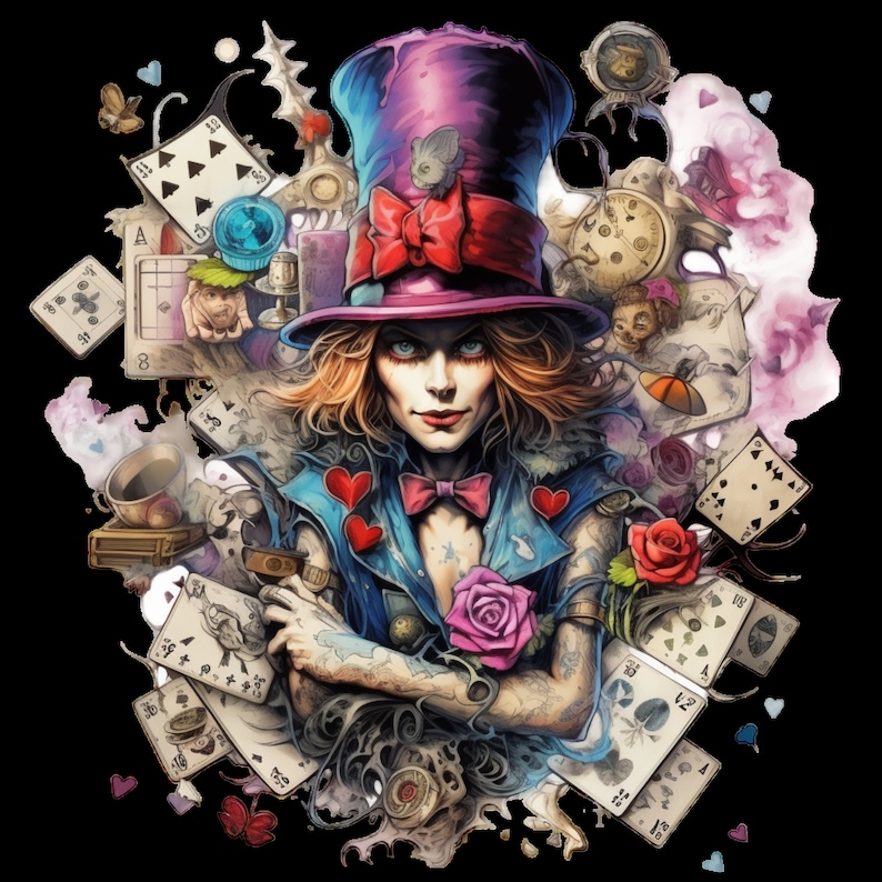 Mad Hatter , Alice in Wonderland , Instant Prints,unique Design, Mad Hatters Teaparty ,teaparty ...