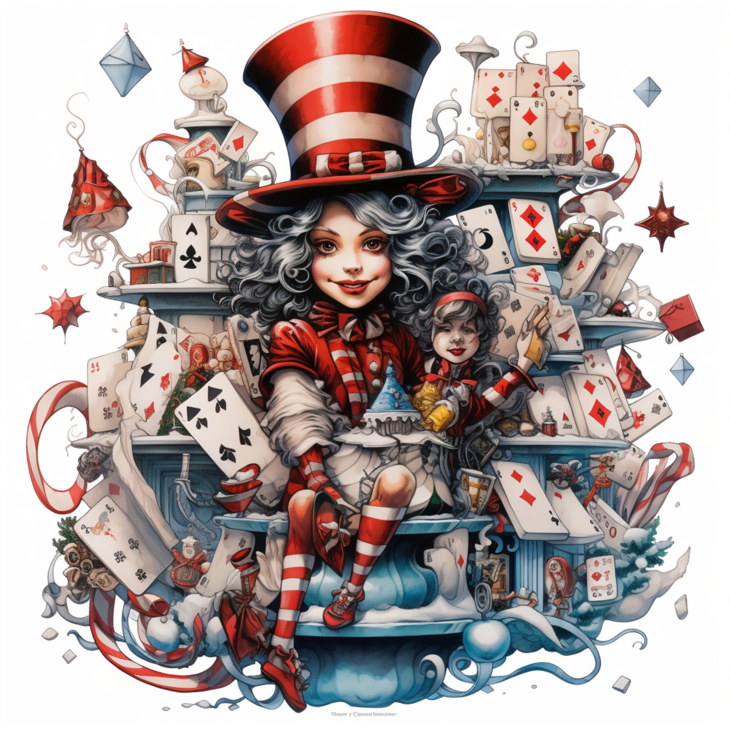 Christmas Alice in Wonderland, 5 Prints ,festive Season, Winter ...
