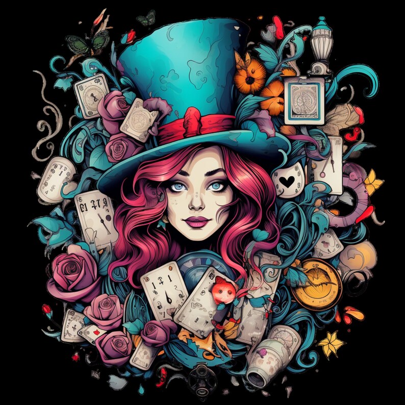Mad Hatter , Alice in Wonderland , Instant Prints,unique Design, Mad Hatters Teaparty ,teaparty ...