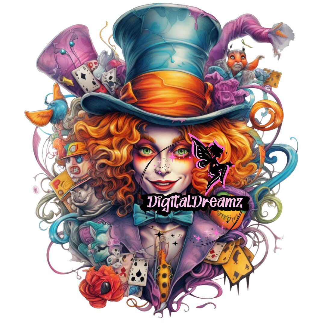 Alice in Wonderland Art | Whimsical Mad Hatter Portrait (digital ...