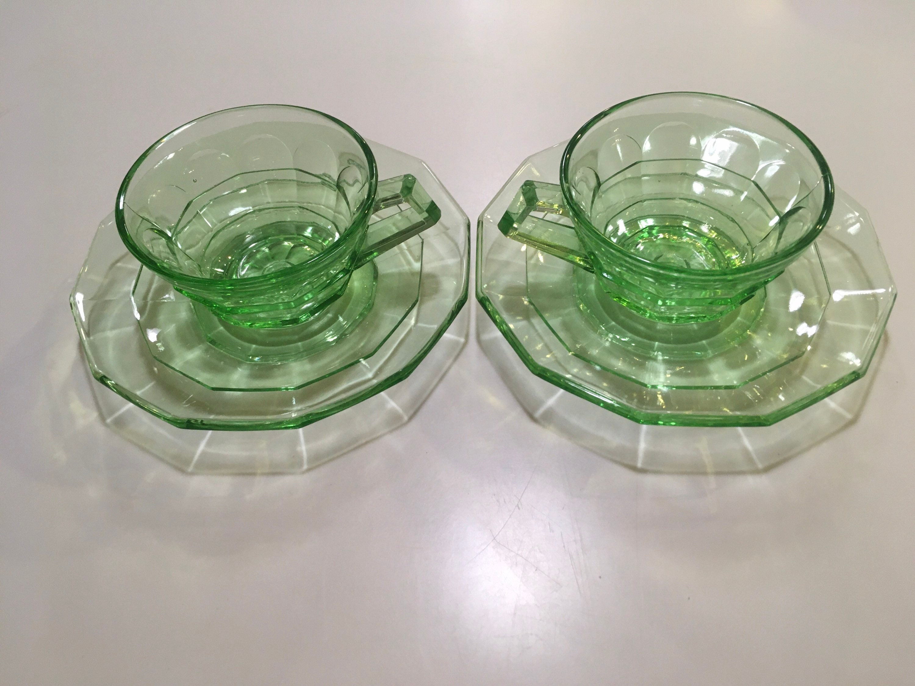 Green Glass Tea Set - Etsy