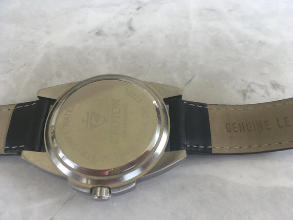 Croton men's watch vintage 90s red black leather stra… - Gem