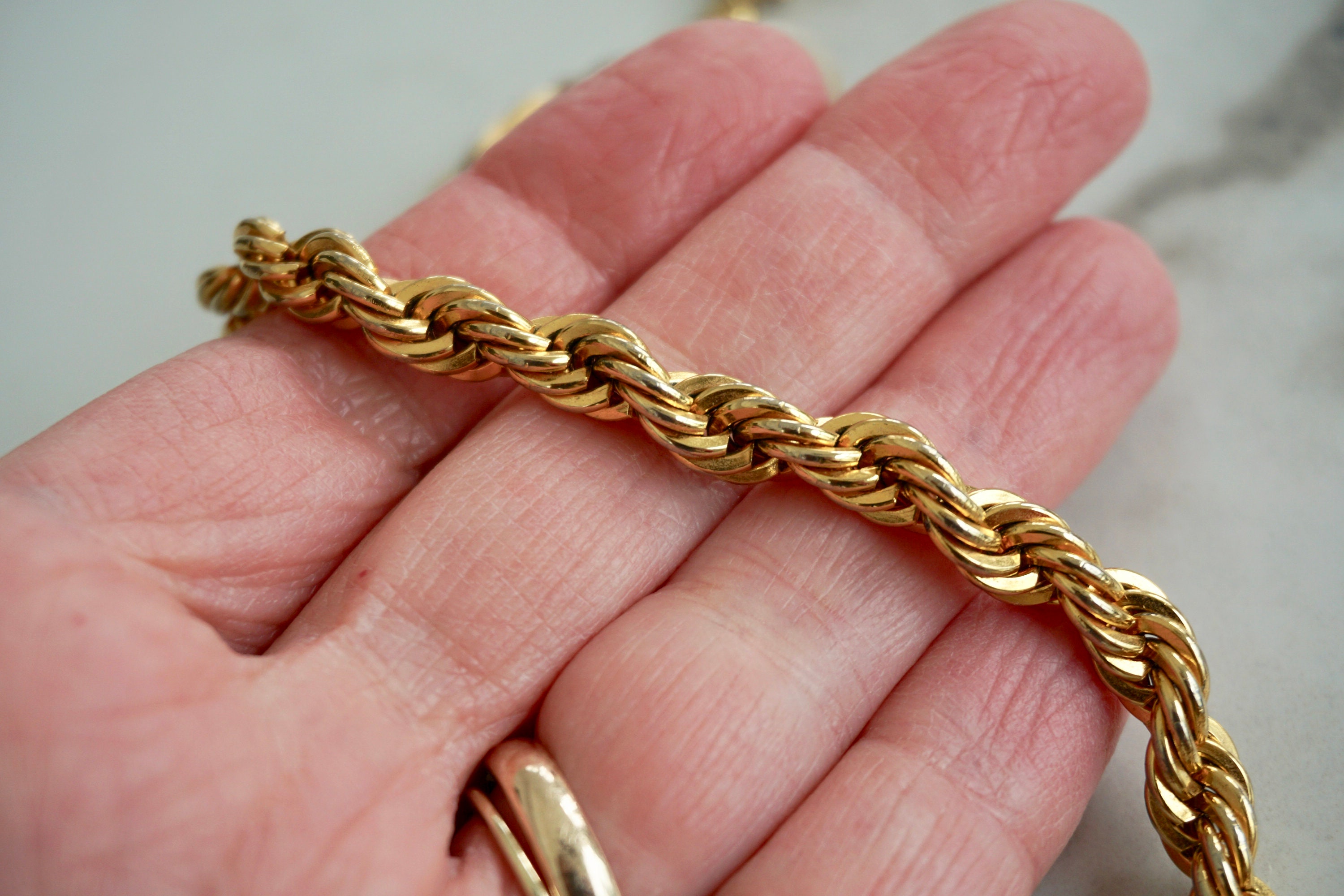 Gold tone necklace rope chain costume jewelry choker 80s 90s | Etsy