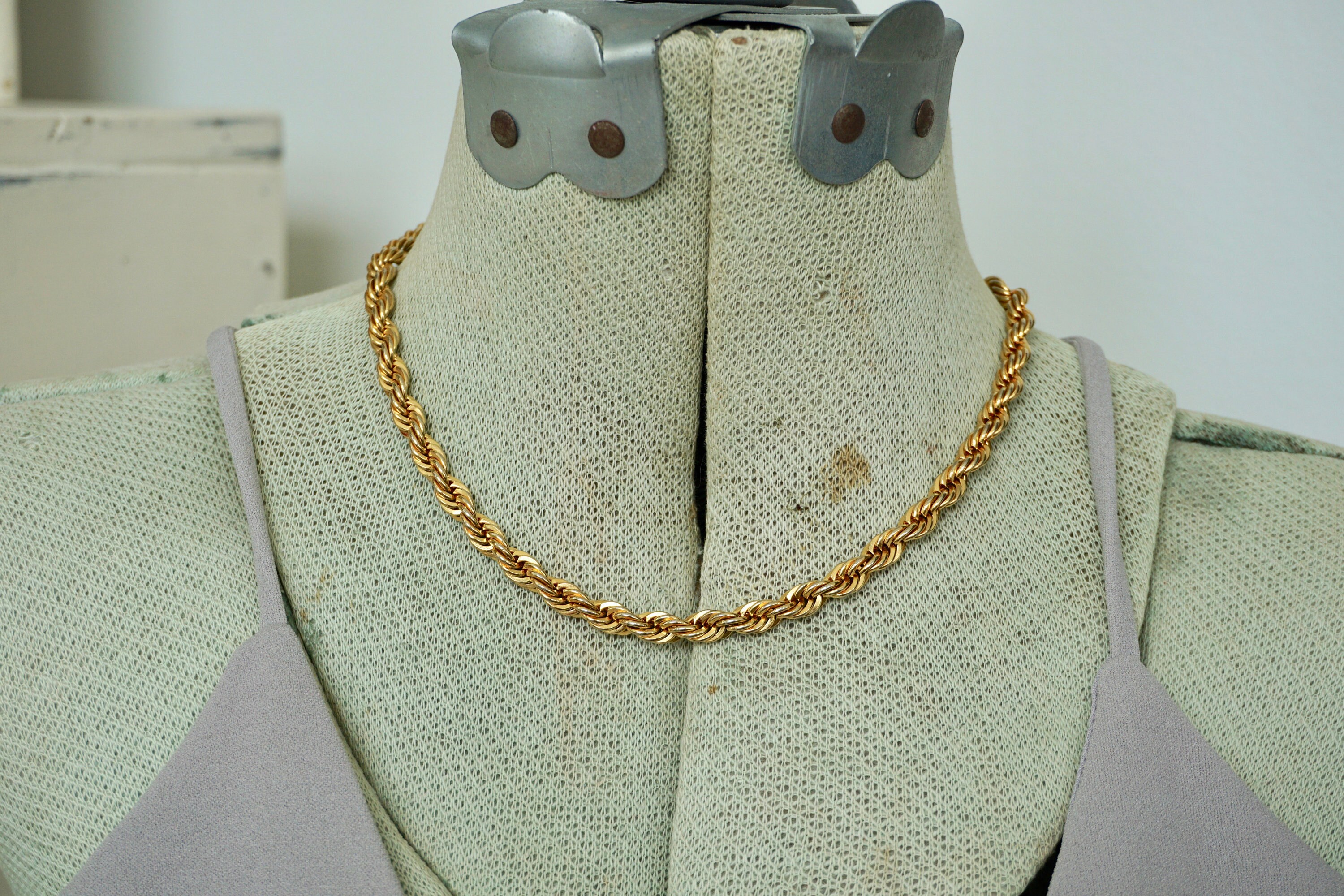 Gold tone necklace rope chain costume jewelry choker 80s 90s | Etsy