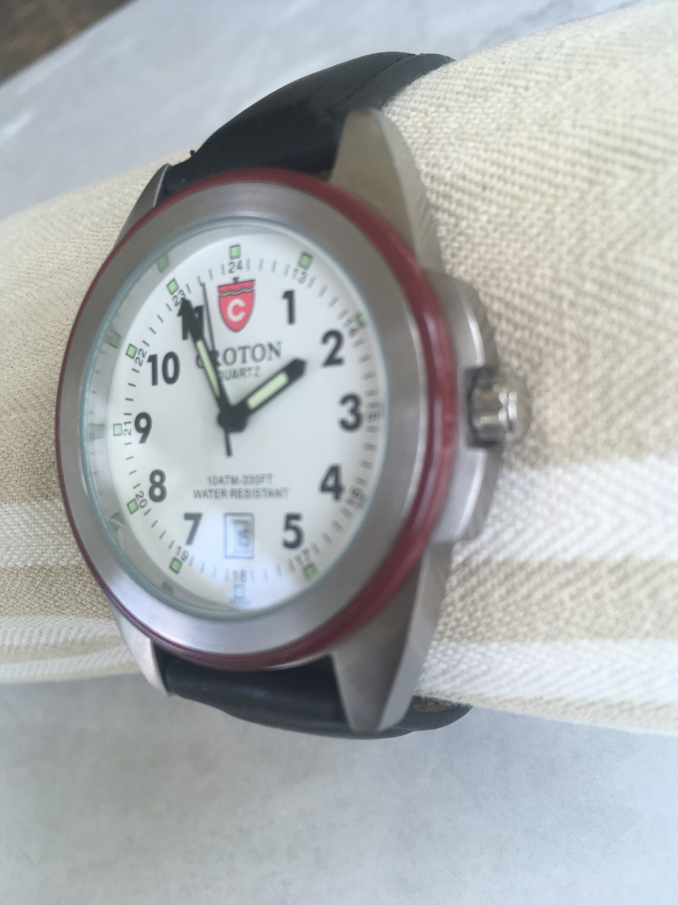 Croton Men's Watch Vintage 90s Red Black Leather Strap | Etsy