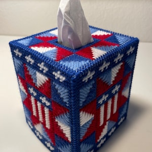 GREAT DISCOUNT - Plastic Canvas Handmade in the USA Patriot Tissue Box ...