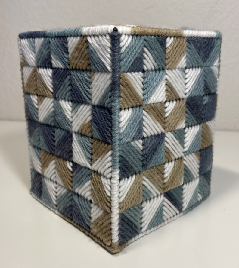 Plastic Canvas Handmade in the USA Patriot Tissue Box Cover White Blue ...