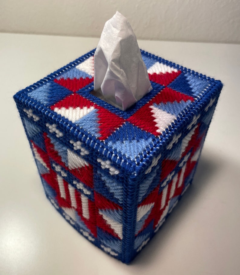 GREAT DISCOUNT - Plastic Canvas Handmade in the USA Patriot Tissue Box ...