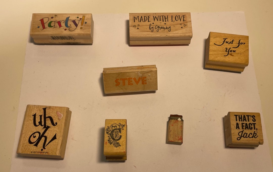 Lot of 8 Used Rubber Stamps *used* Party! Steve Uh Oh! Just for You ...