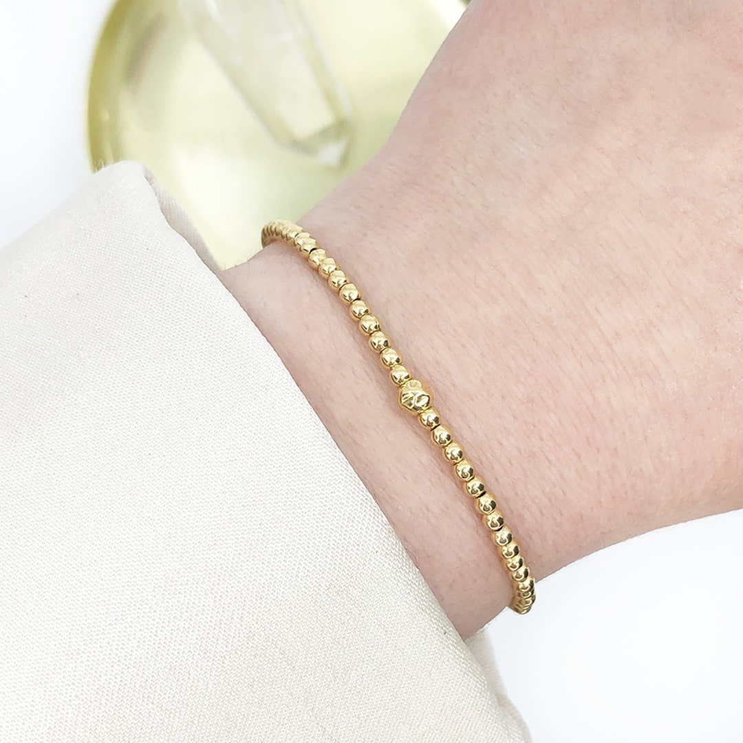 Dainty Gold Bracelet, Gold Filled Beaded Jewelry, Minimalist Gold Bracelet, Bridesmaid Jewelry ...