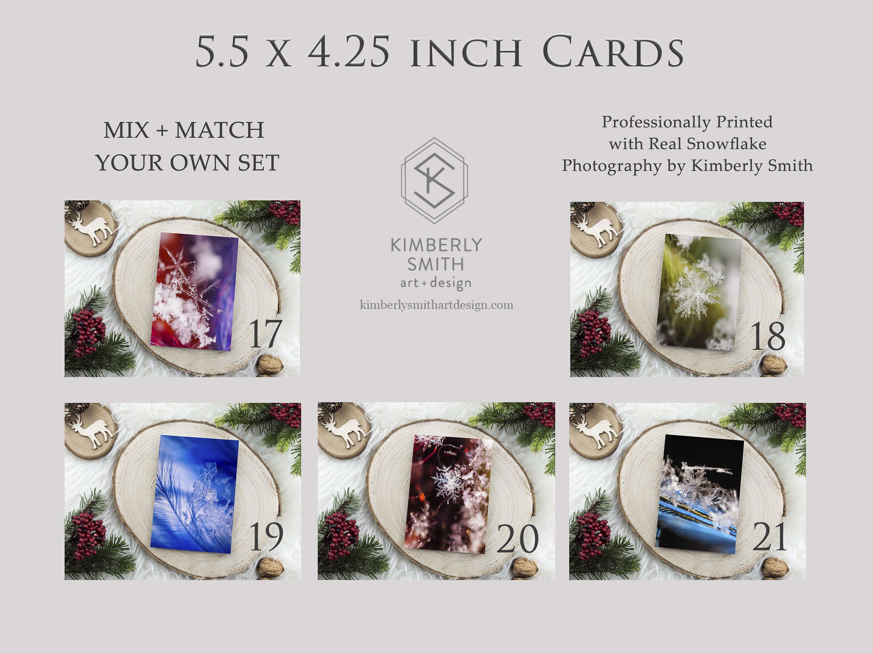 Real Snowflake Photography - Mix & Match Notecard Set - Winter Greeting ...