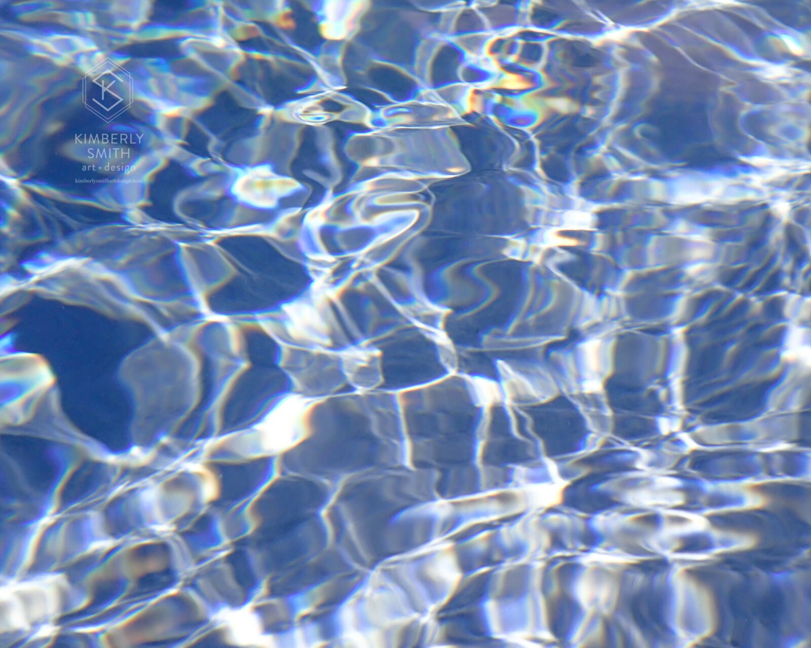 Watercolorful Icy Blue Pool Water Reflecting Sun - Fine Art ...