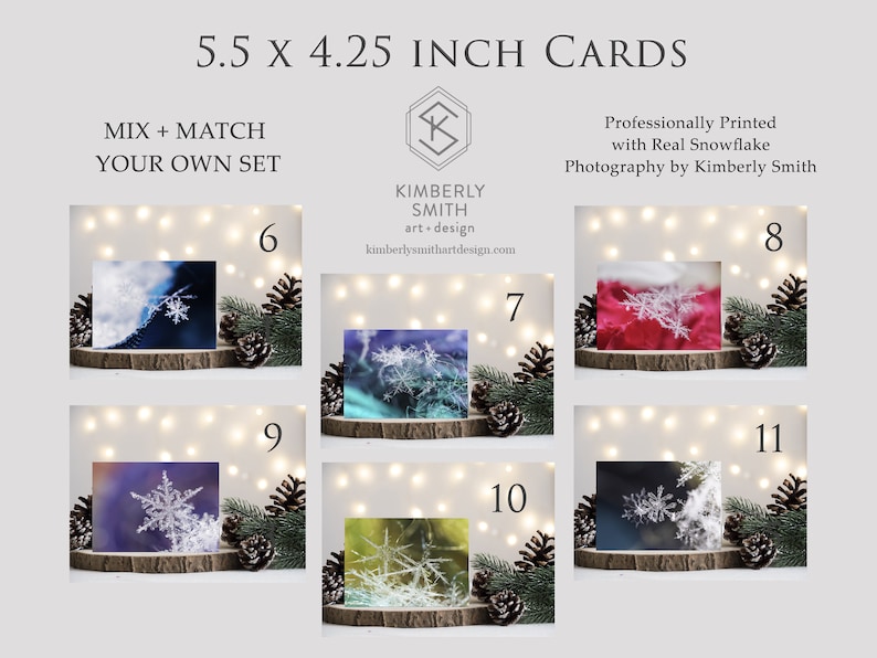Real Snowflake Photography - Mix & Match Notecard Set - Winter Greeting ...