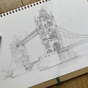 London Pencil Sketch England Art Print Tower Bridge Poster / - Etsy
