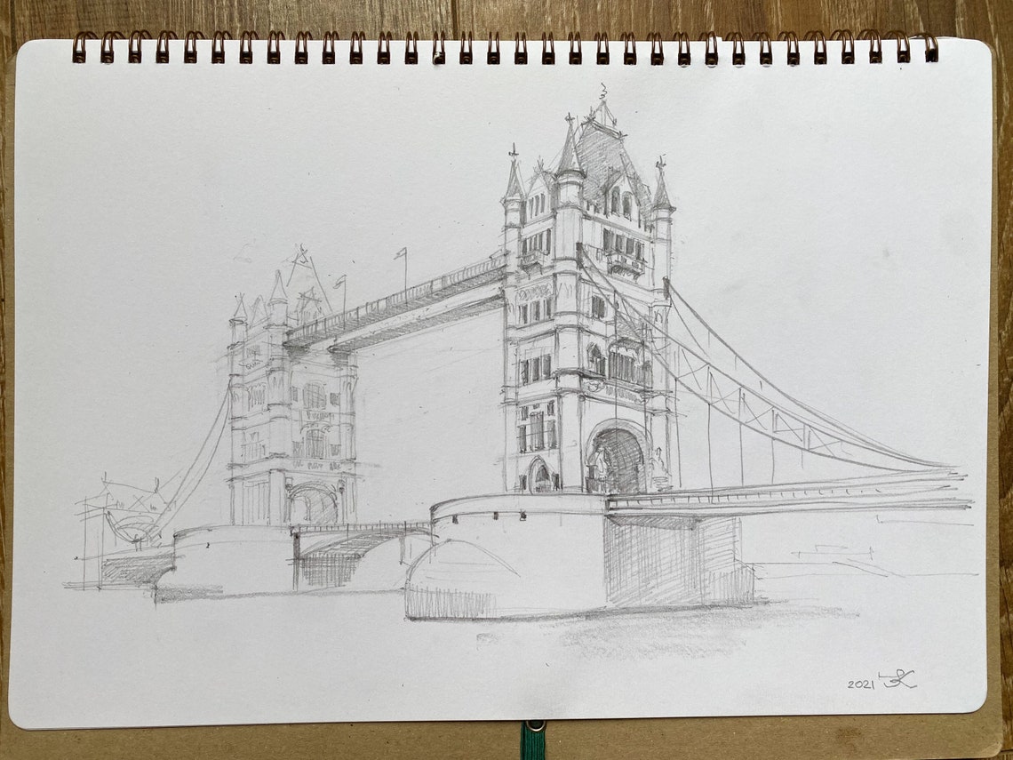 London Pencil Sketch England Art Print Tower Bridge Poster / - Etsy
